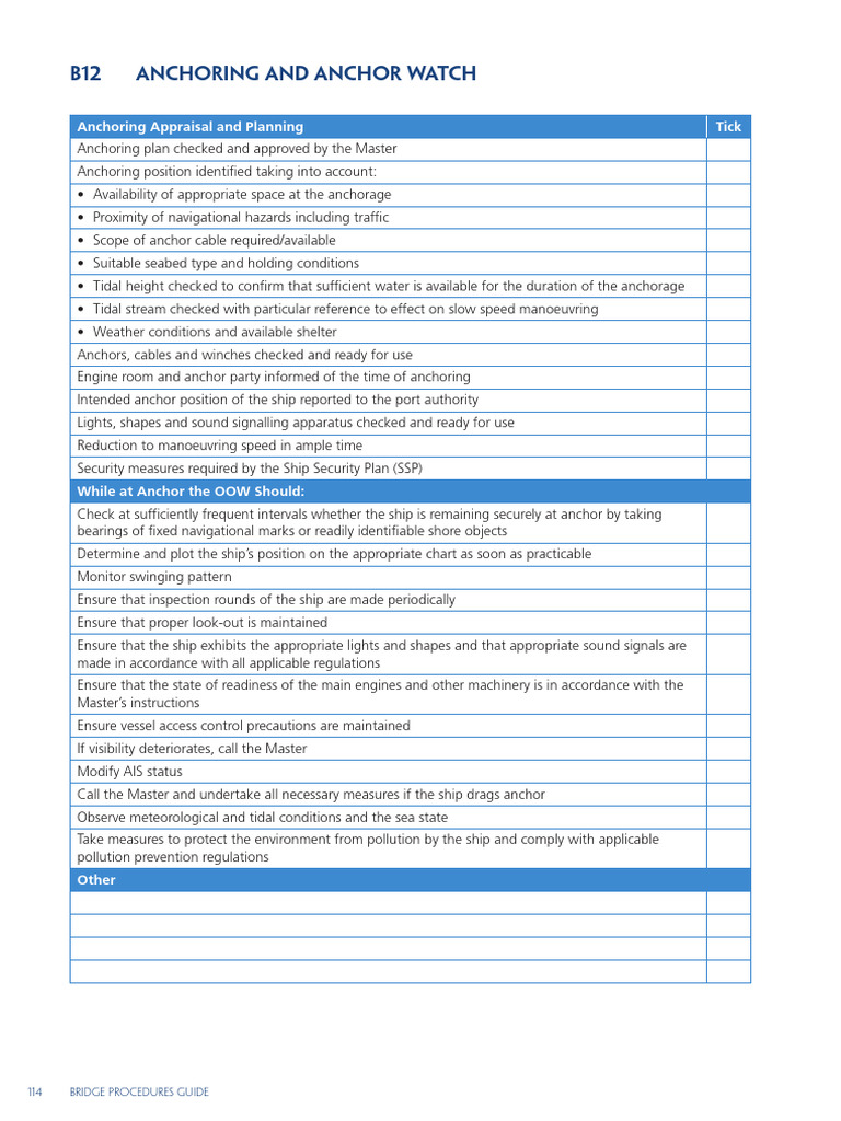 B12 Anchoring and Anchor Watch | PDF