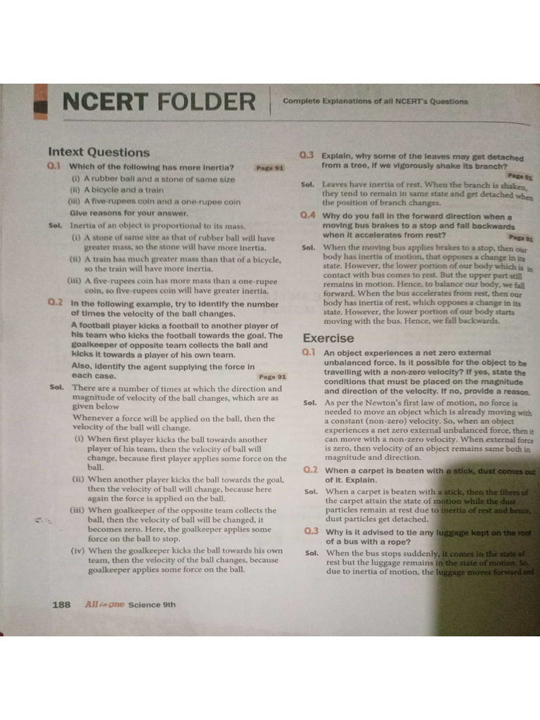 NCERT Folder Ch-Fore & Laws of Motion | PDF