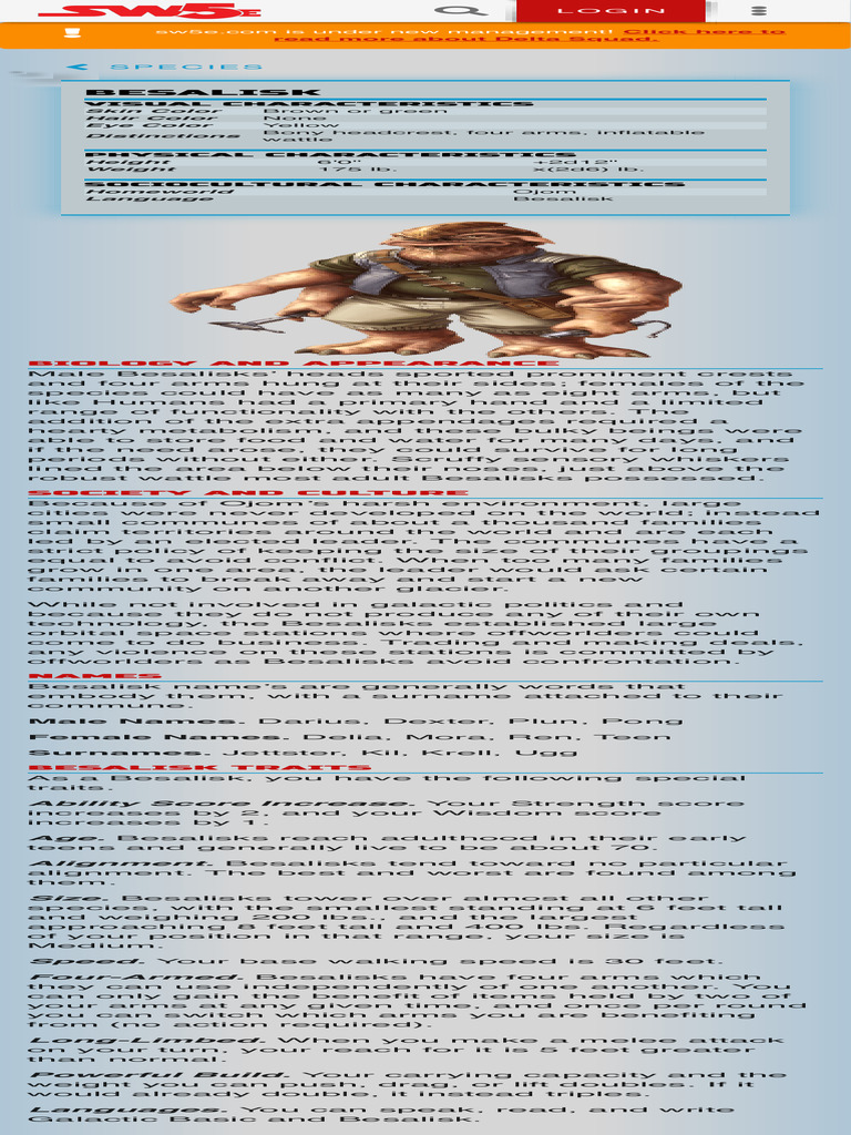 Besalisk SW5E | PDF