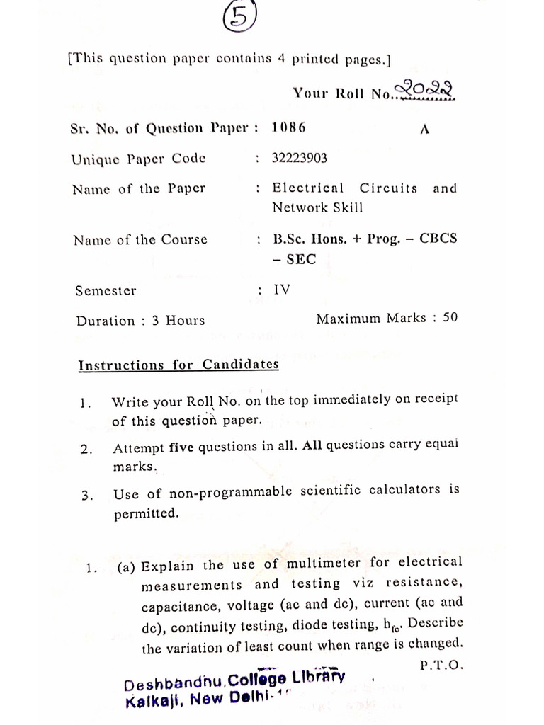 SEC - Electrical Circuits - Sem4 | PDF
