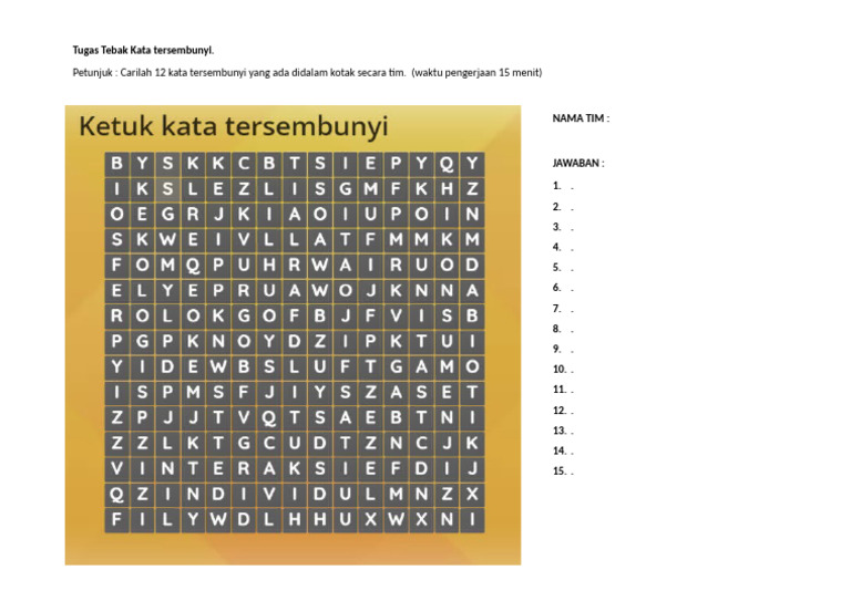 Tugas Tebak Kata tersembunyi | PDF