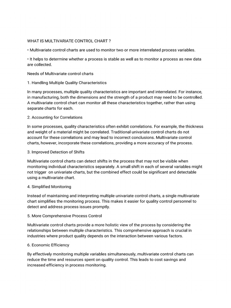 Multivariate Control Chart Unit 1 SQC | PDF