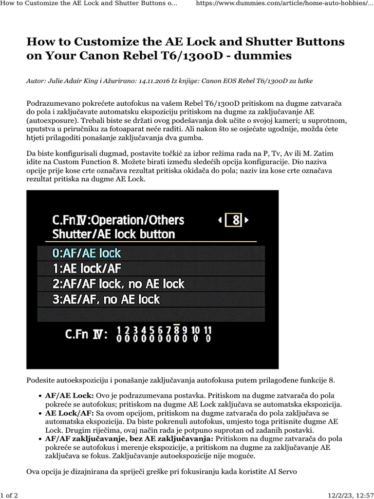 How To Customize The AE Lock and Shutter Buttons On Your Canon R-Job ...