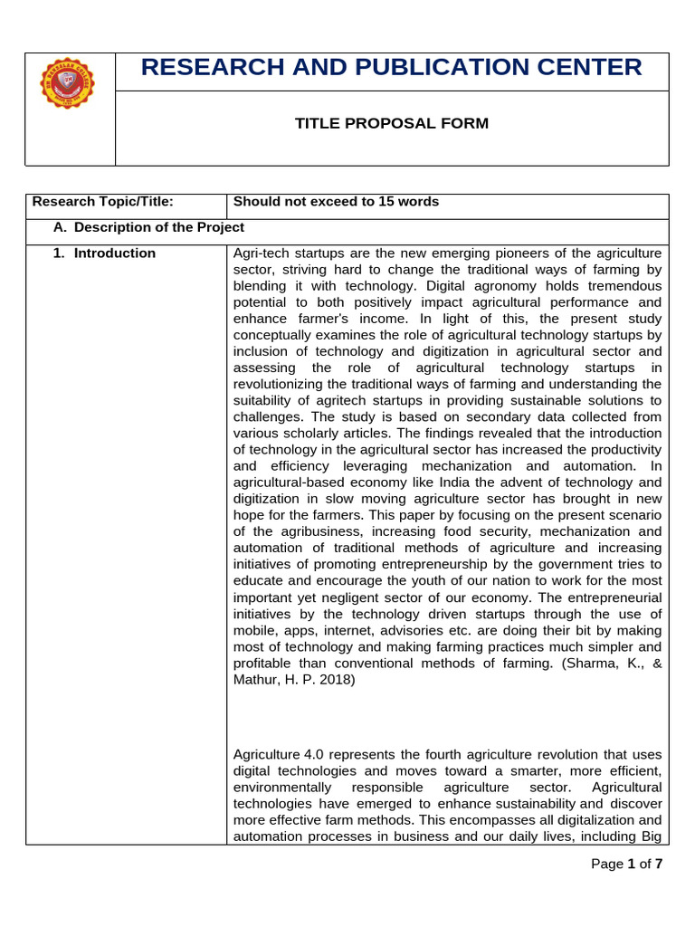 Title Proposal Nga Yawa | PDF