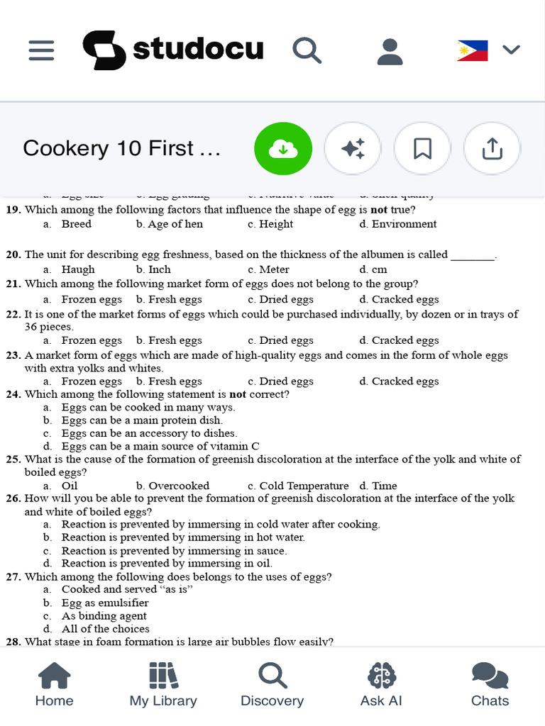 Cookery 10 First Quarter EXAM - TLE - Cookery 10 FIRST QUARTER EXAM NAME - Studocu | PDF ...