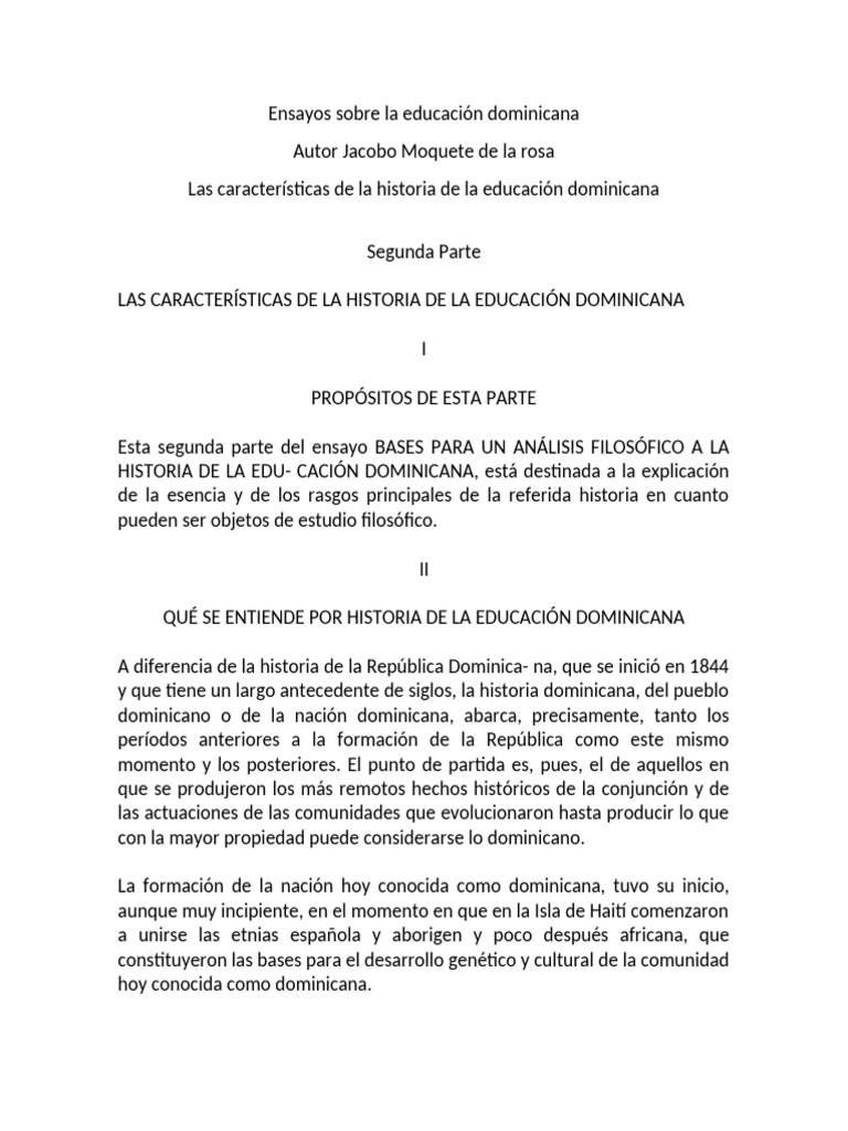 ENSAYOS SOBRE LA EDUCACION DOMINICANA JACOBO MOQUETE DE LA ROSA | PDF