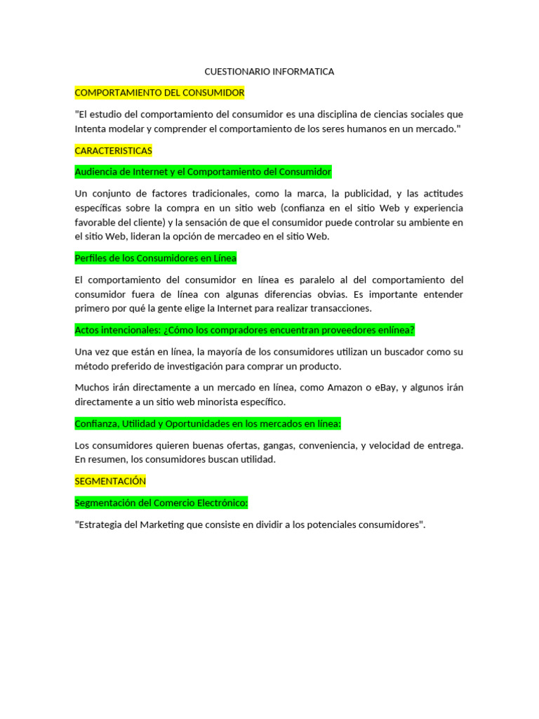 Cuestionario Informatica | PDF