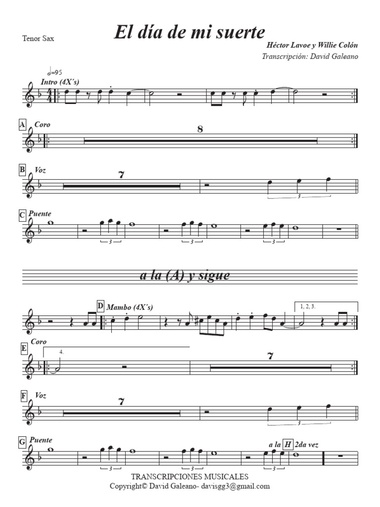 El Día de Mi Suerte - Tenor Sax | PDF