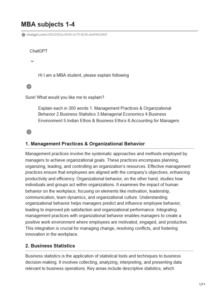MBA Subjects 1-4 | PDF