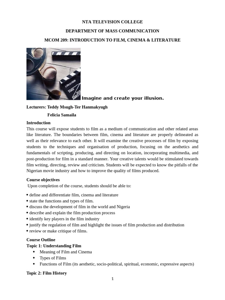 Introduction To Film, Cinema & Literature | PDF