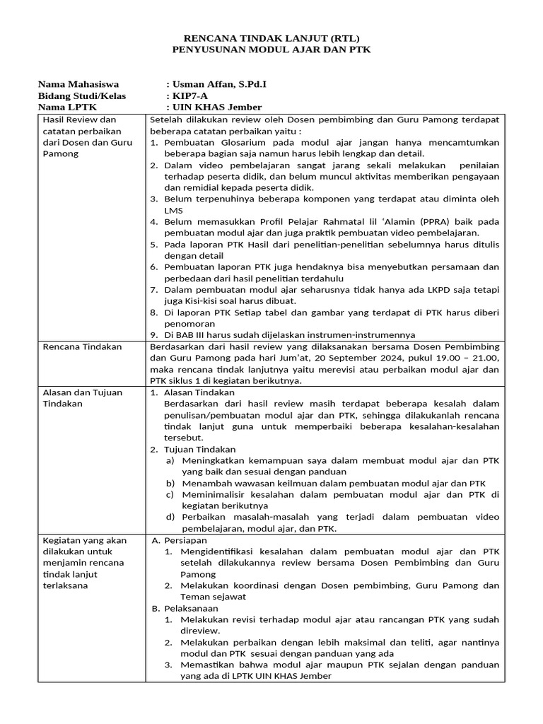 RTL 1 - Usmanaffan | PDF