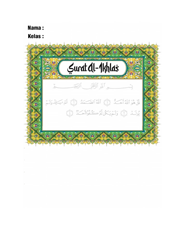 Menebalkan Surat Al-Ikhlas | PDF