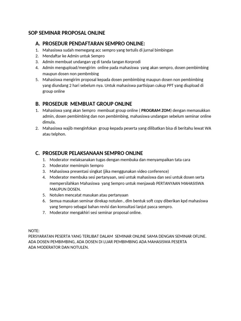 Sop Seminar Proposal Online | PDF