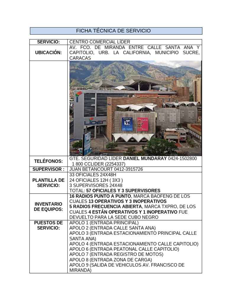 Ficha Tecnica CC Lider | PDF