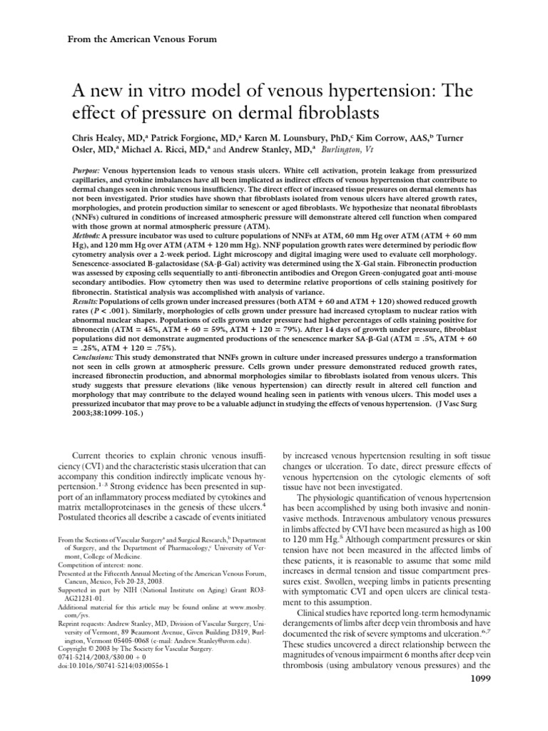 A New in Vitro Model of Venous Hypertension The e | PDF