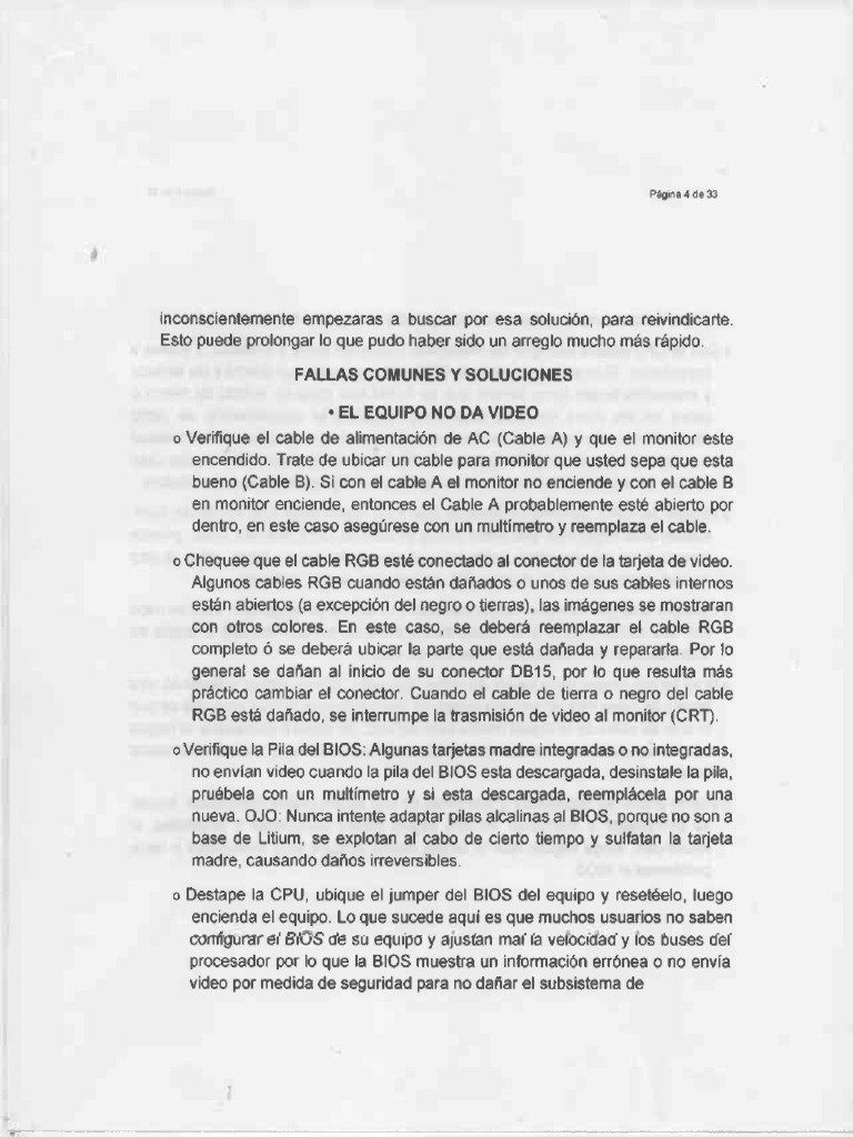 Fallas Comunes en Una PC | PDF | Bios | Hardware de la computadora