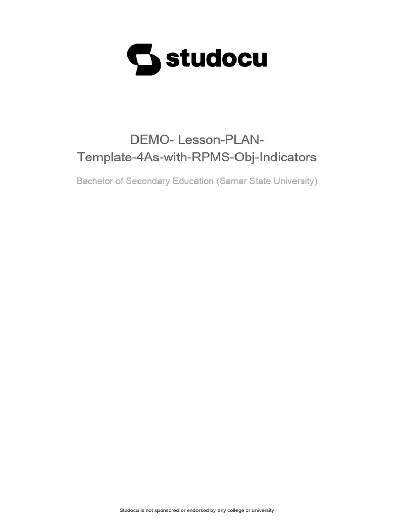 demo-lesson-plan-template-4as-with-rpms-obj-indicators | PDF