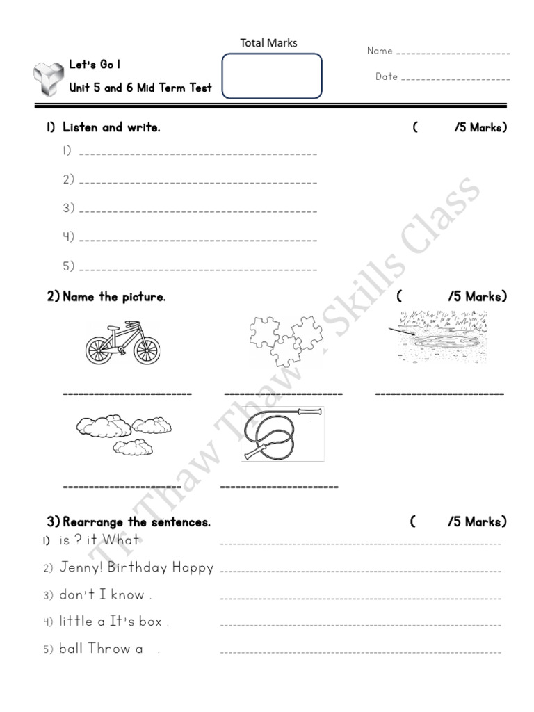 Lest's Go 1 Unit 5 To 6 Progress Test | PDF