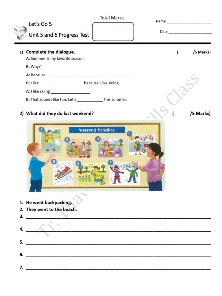 Lest's Go 5 Unit 5 To 6 Progress Test | PDF