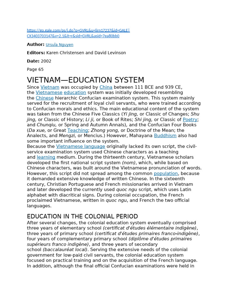 8 Vietnamese Education System | PDF