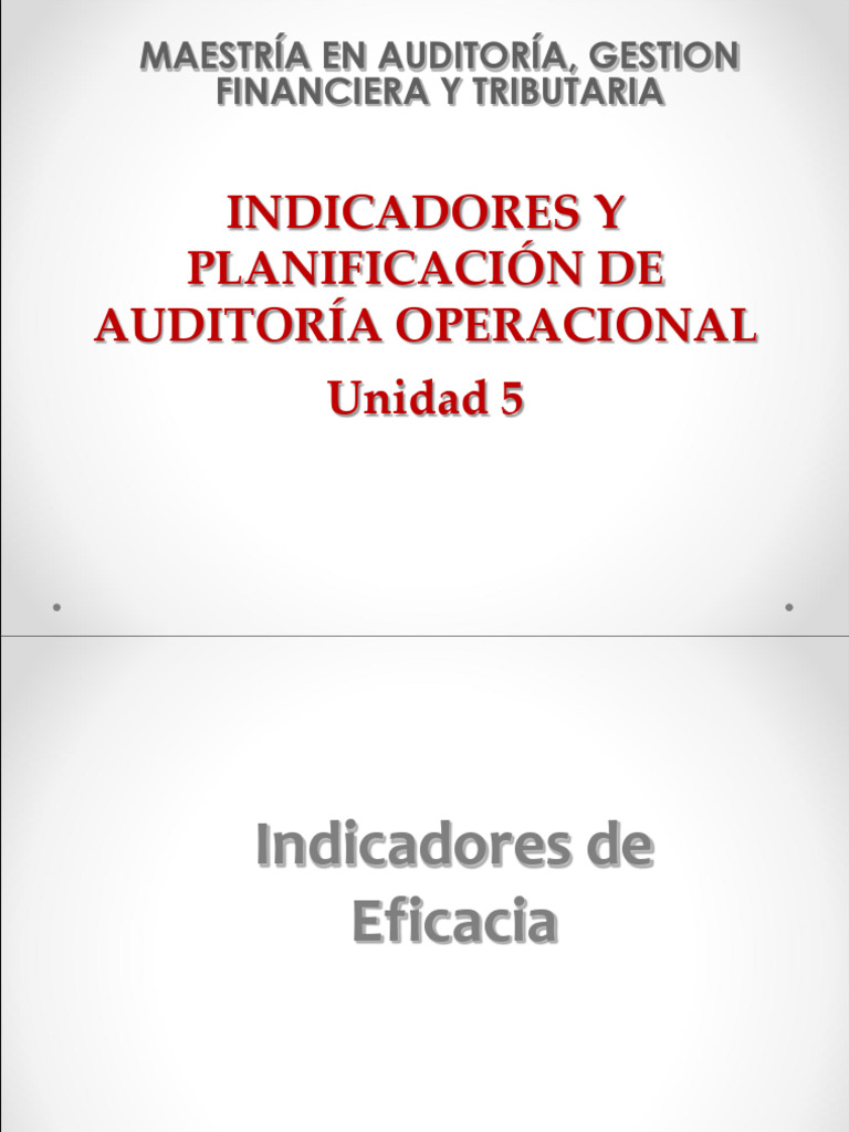 Diapositivas Unidad 5 - Auditoría Operacional | PDF