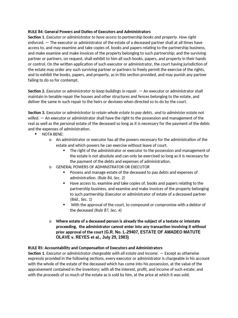 Sept 20 2024 Report Rule 84-85 | PDF | Executor | Home & Garden