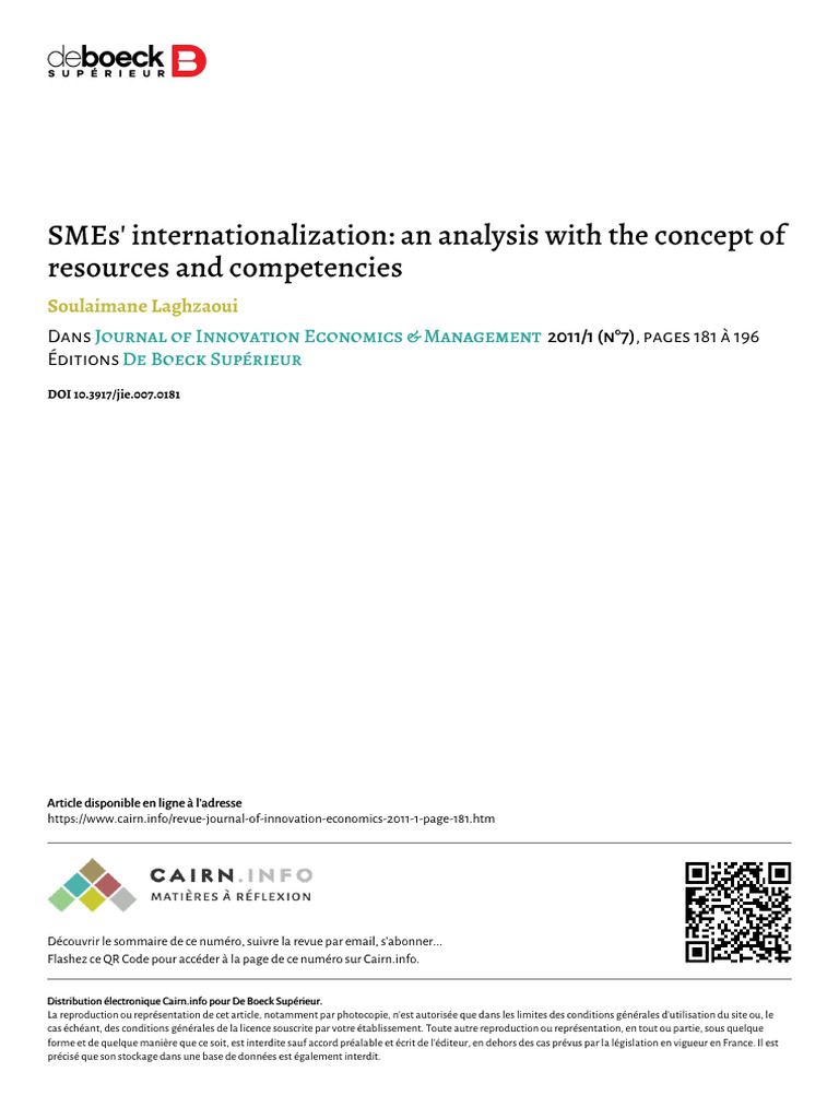 SMEs Internationalization An Analysis | PDF | Internationalization | Business
