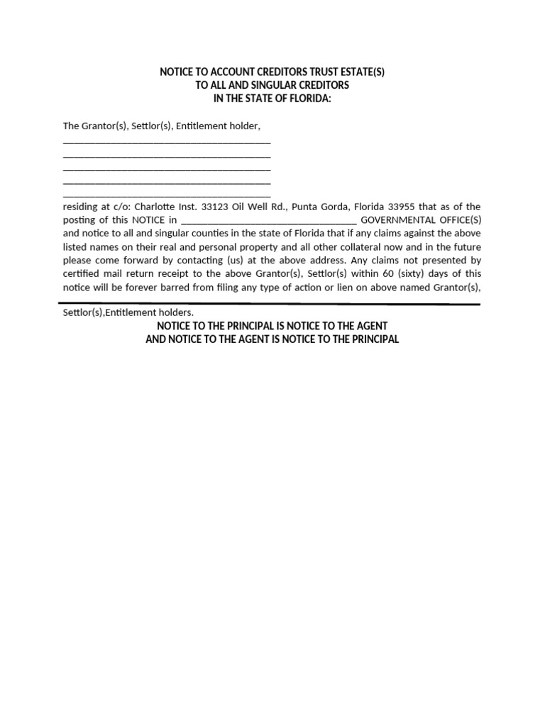 Notice to Creditors | PDF