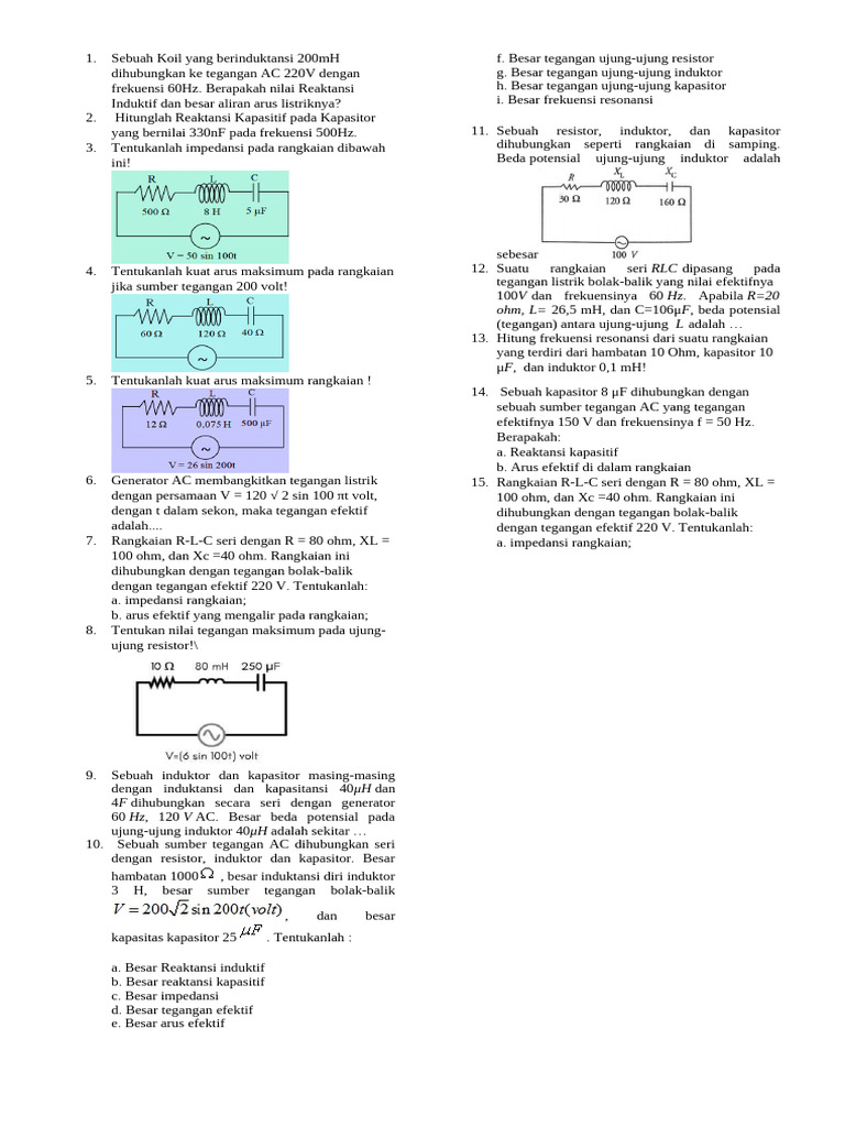 SOAL RLC Kelas Xii | PDF