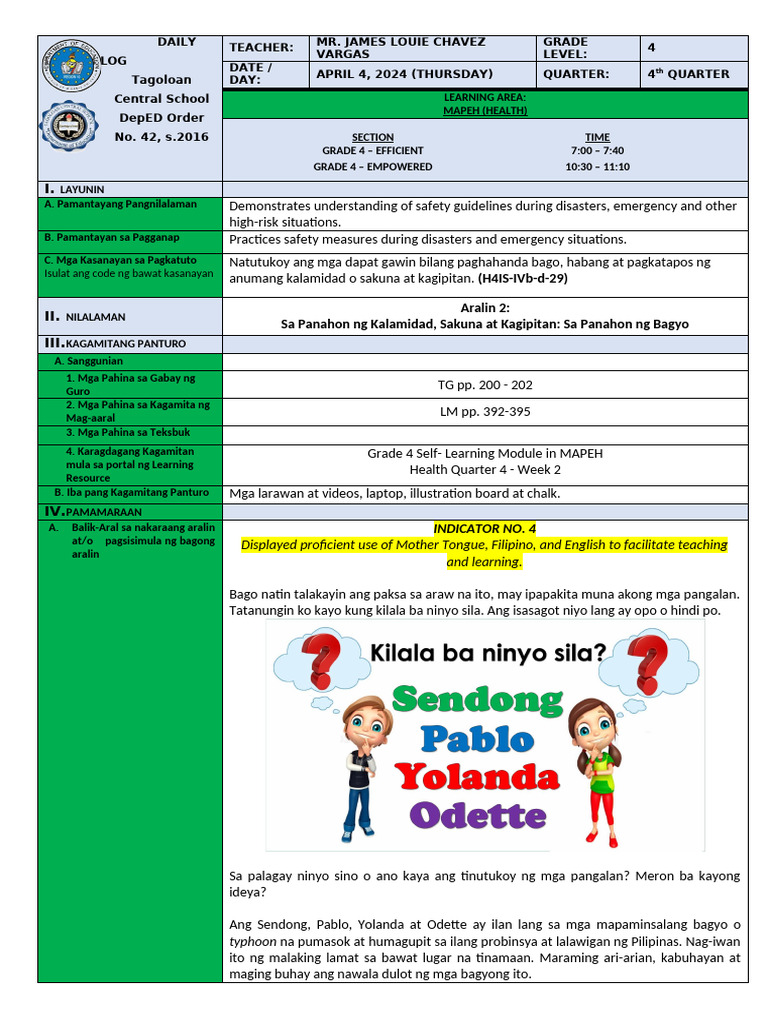 COT 4 DAILY LESSON LOG | PDF