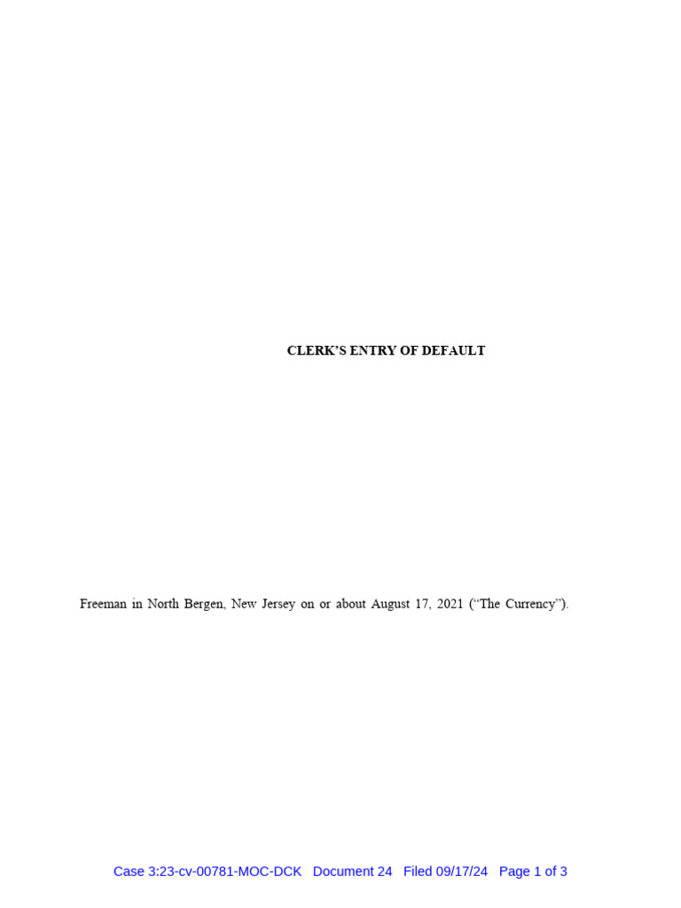Forfeiture Default Motion Filed | PDF | Complaint | Politics