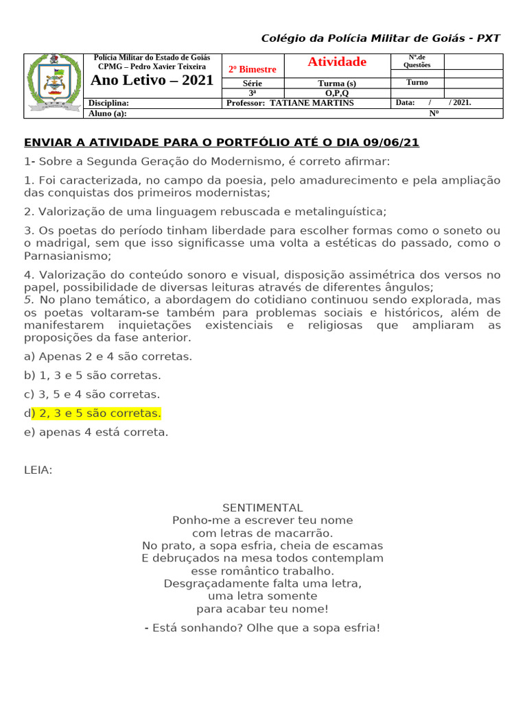 atividade de literatura 081 | PDF