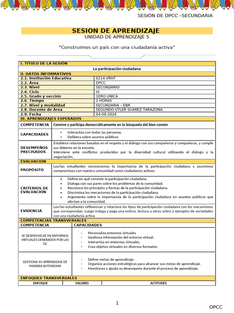 1º DPCC - Ses Act.3 - Uni 5 2024 | PDF