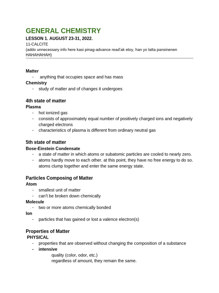 Genchem Lesson 1 | PDF