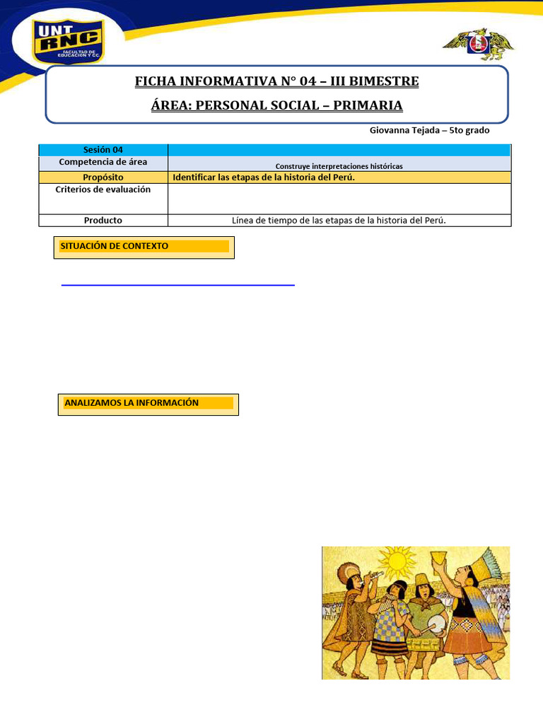 Ficha 04 III Bim. PS 5to. Etapas de La Historia | PDF