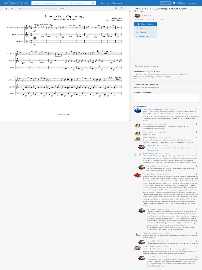 Undertale Opening Once Upon A Time Sheet Music | PDF