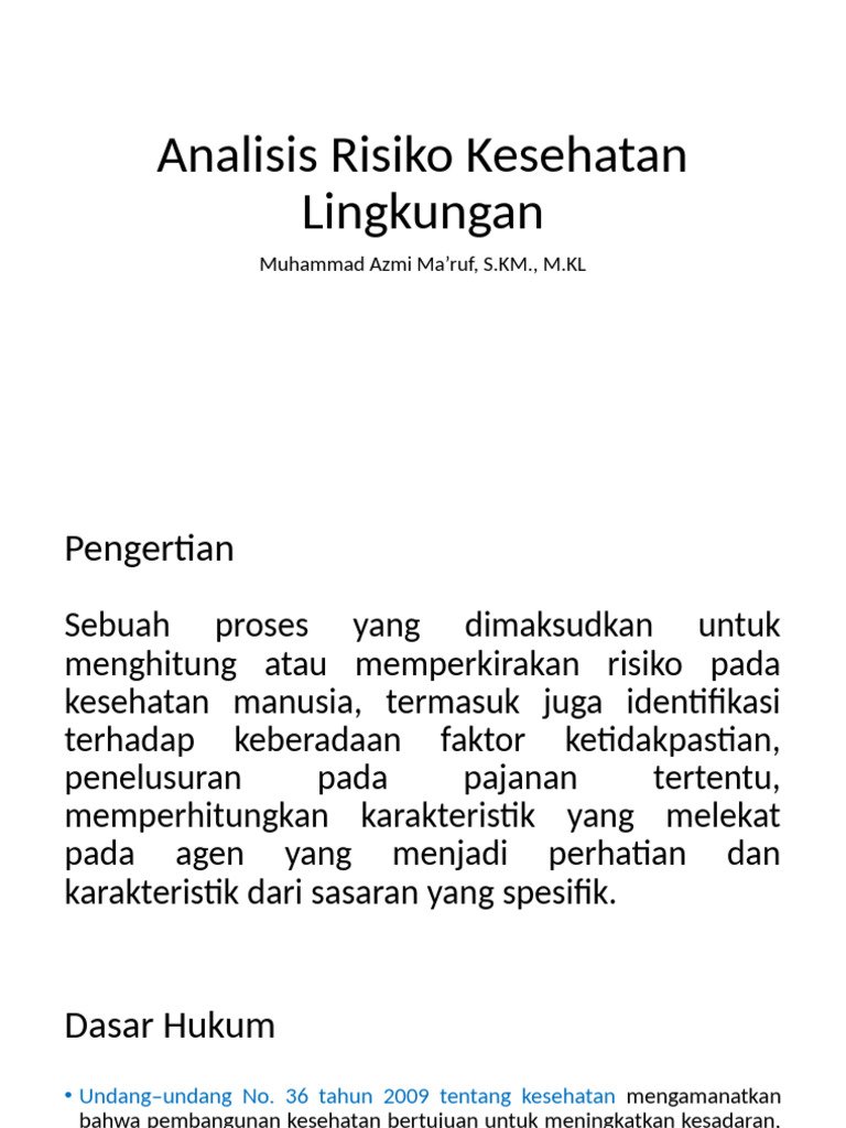 M12. Analisis Risiko Kesehatan Lingkungan | PDF
