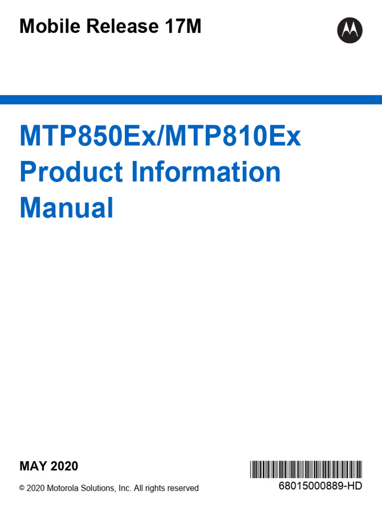 68015000889-HD Enus MTP850Ex MTP810Ex Product Information Manual | PDF