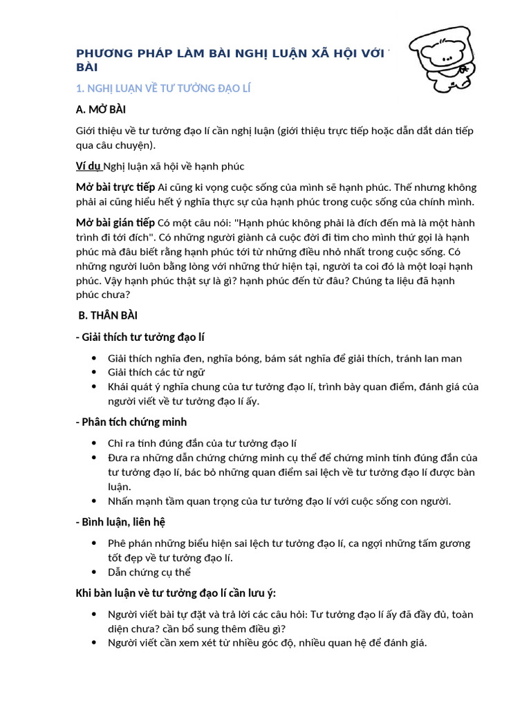 PHƯƠNG PHÁP LÀM BÀI NGHỊ LUẬN XH-VH | PDF