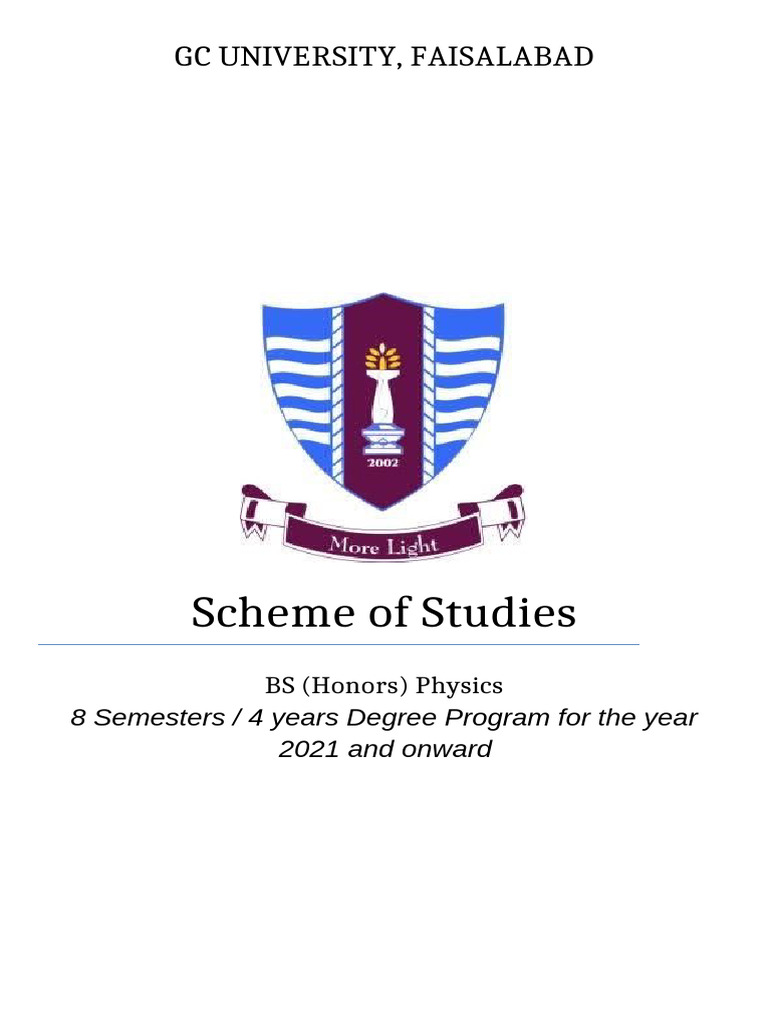 Scheme of Studies-BS Physics (GCUF) | PDF
