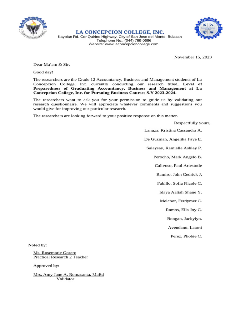 Validation Letter | PDF
