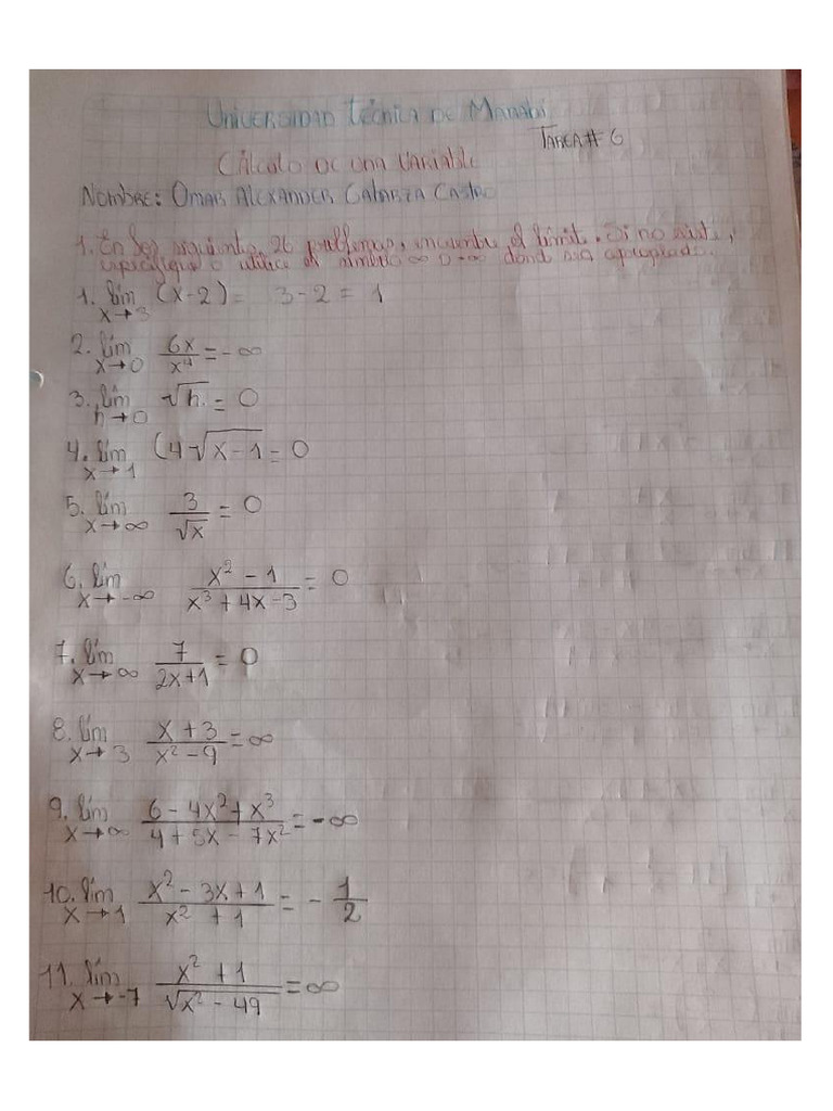 Tarea #6 (Trabajo Autonomo) Calculo de Una Variable | PDF