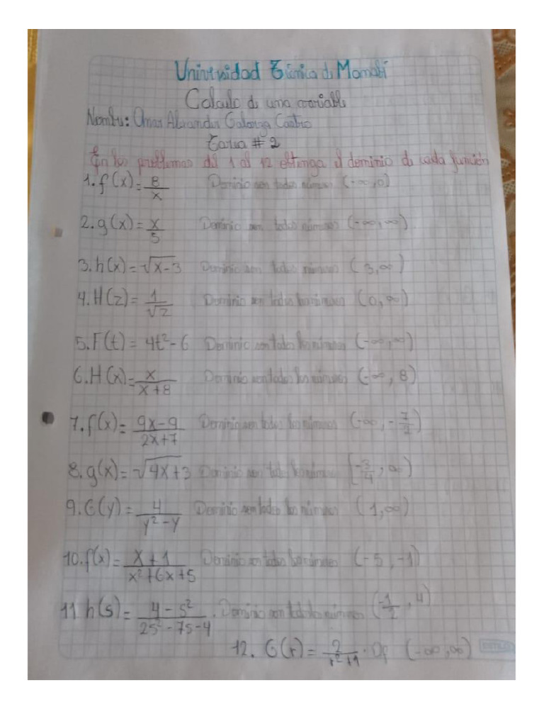 TAREA #2 CALCULO DE UNA VARIABLE | PDF