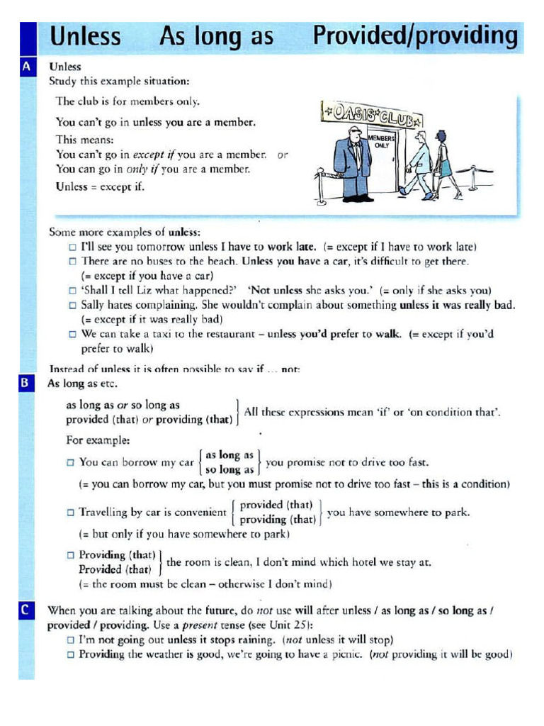 Conditionals - Unless, As Long As, Providing | PDF