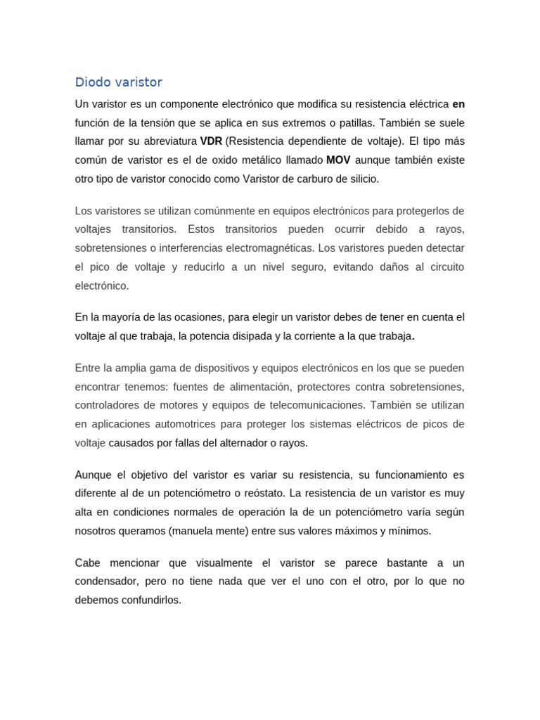 Diodo Varistor | PDF