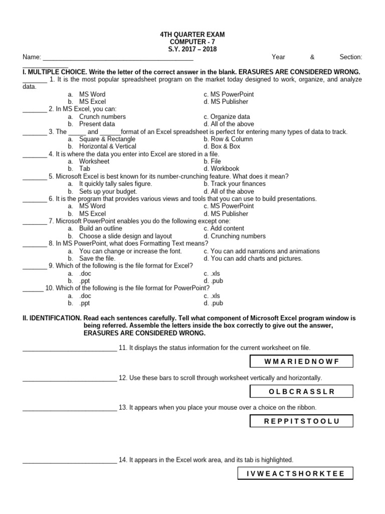 ICT.Grade-7-4th-Quarter-Exam | PDF