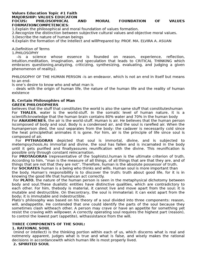 Philosophical and Ethical Foundations of Values Education | PDF