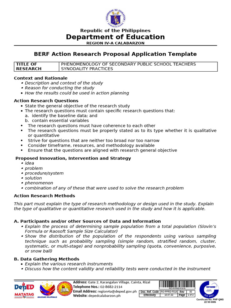 Action-Research-Proposal-Application-Template | PDF