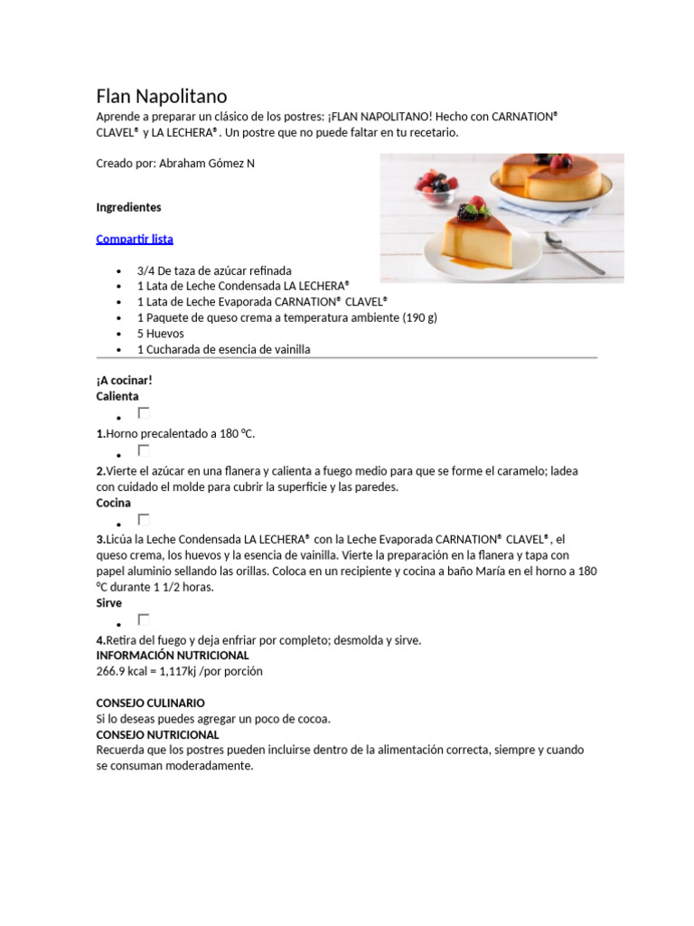 Flan Napolitano | PDF