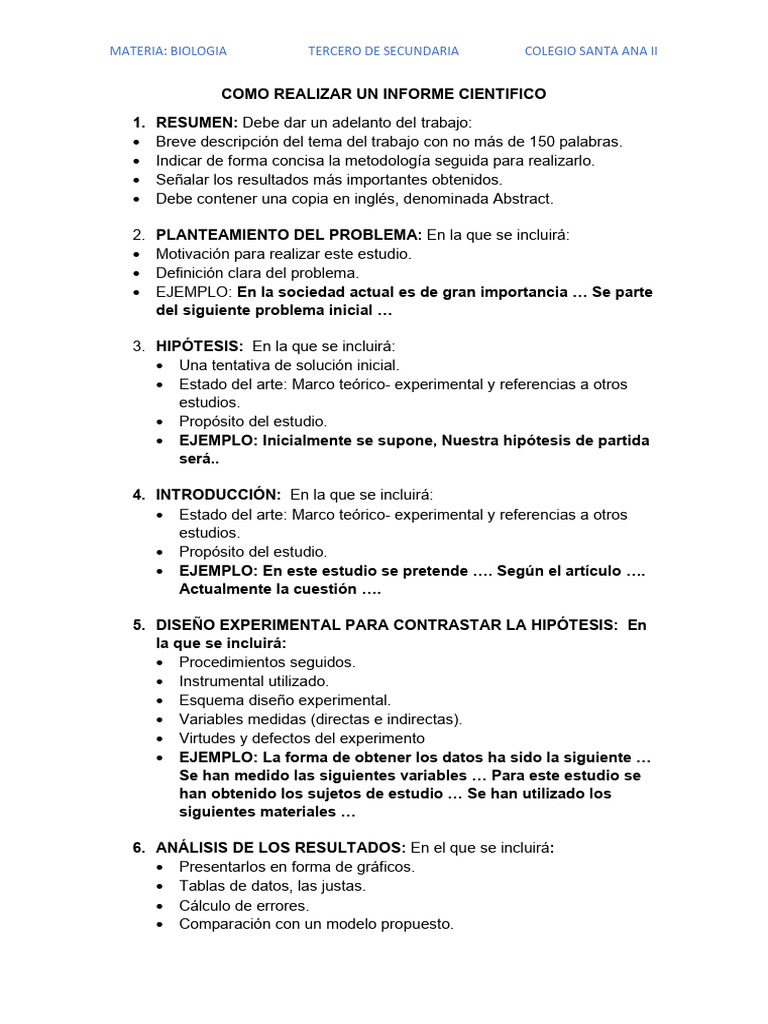 Como Realizar Un Informe Cientifico | PDF